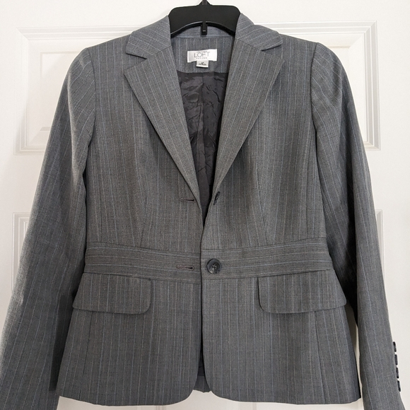 LOFT | Jackets & Coats | Loft Blazer Gray With Blue Pinstripes 2p ...